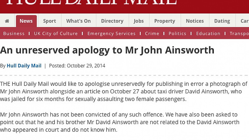 Hull Daily Mail Apologises For Sex Offender Photo Prolific North