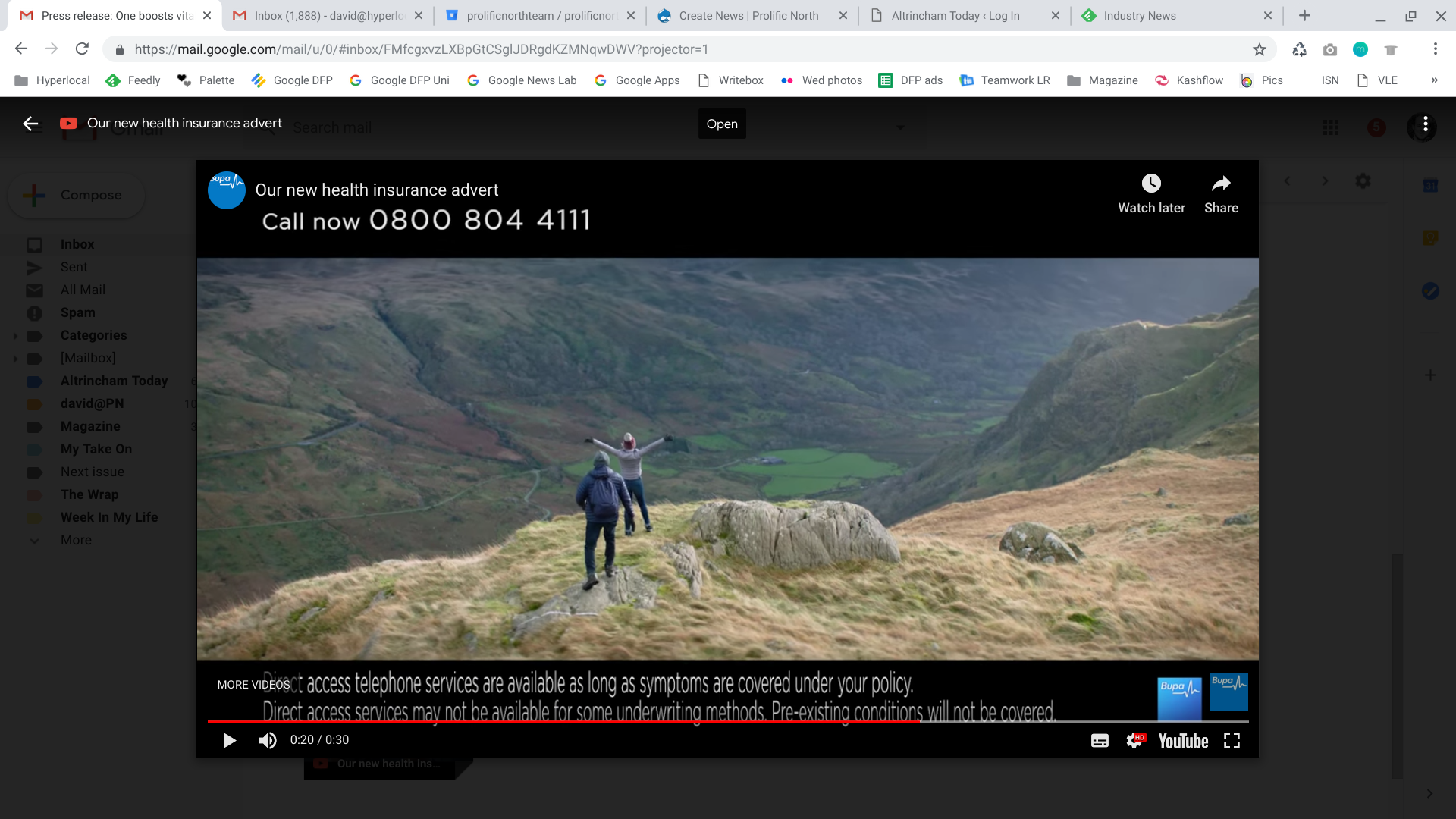 Emotional scenes as One delivers TV ad for Bupa - Prolific North